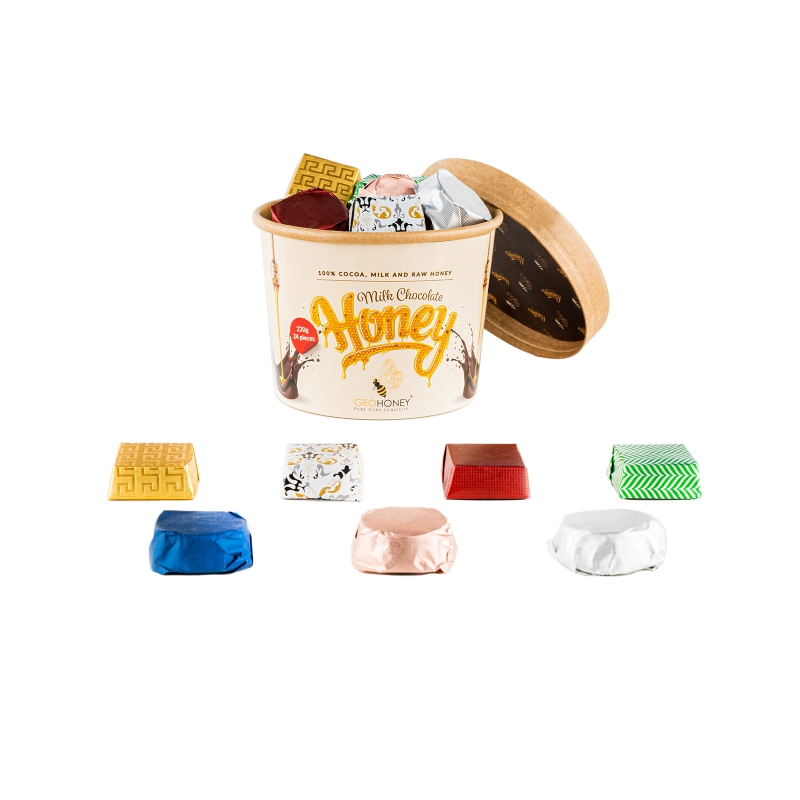 Assorted Milk Honey Chocolate – 220gm (24 Pcs) | Geohoney